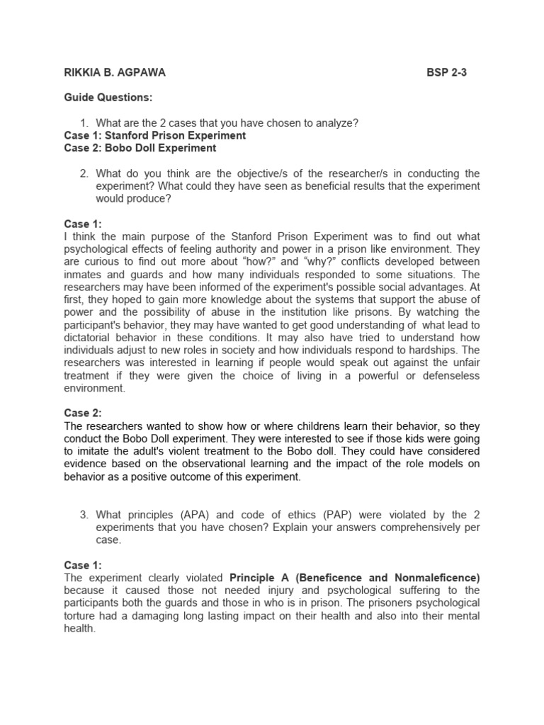 Guide Questions | PDF | Experiment | Dignity