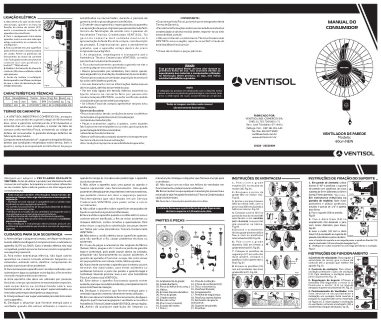 Manual - Ventisol - VOP 60cm NEW | PDF | Parafuso | Hélice