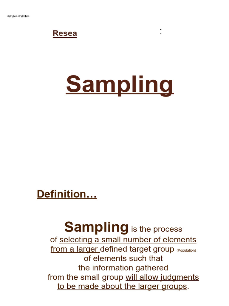 Sampling.ppt - Google Slides | PDF | Sampling (Statistics) | Stratified Sampling