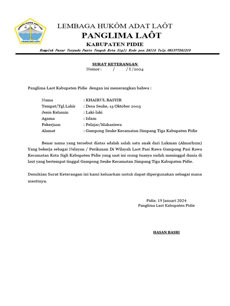 Surat Panglima Laot | PDF