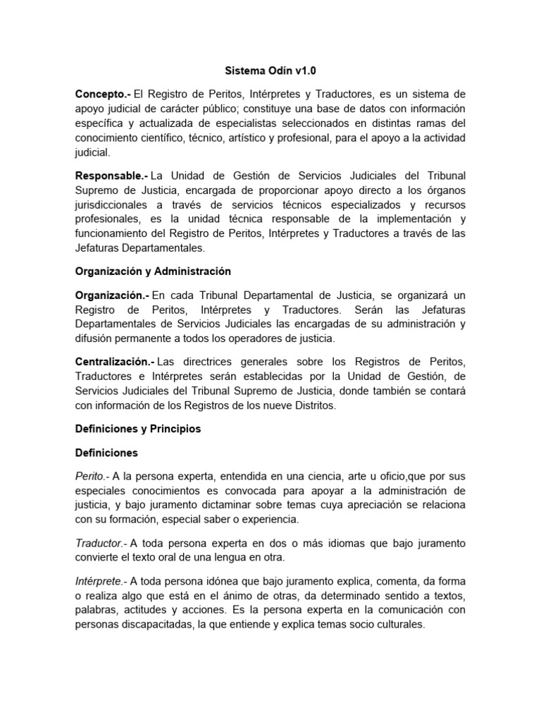 Sistema Odín v1 | PDF | Testigo experto | Traducciones