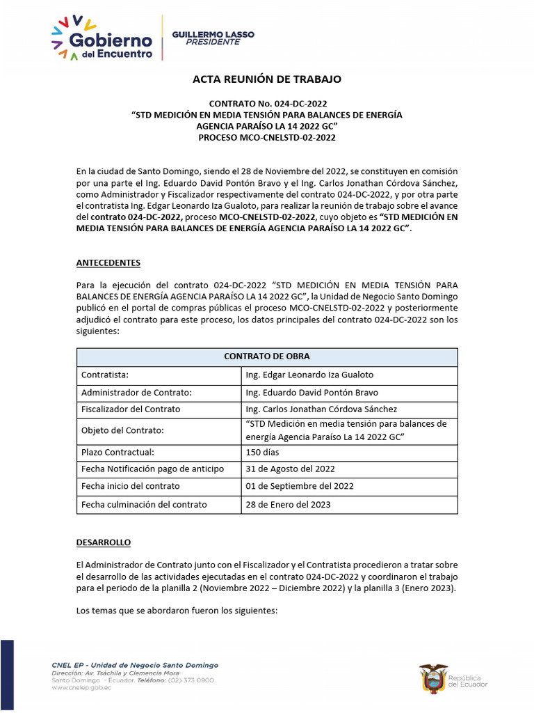 Acta 1 Reunión de trabajo - signed | PDF