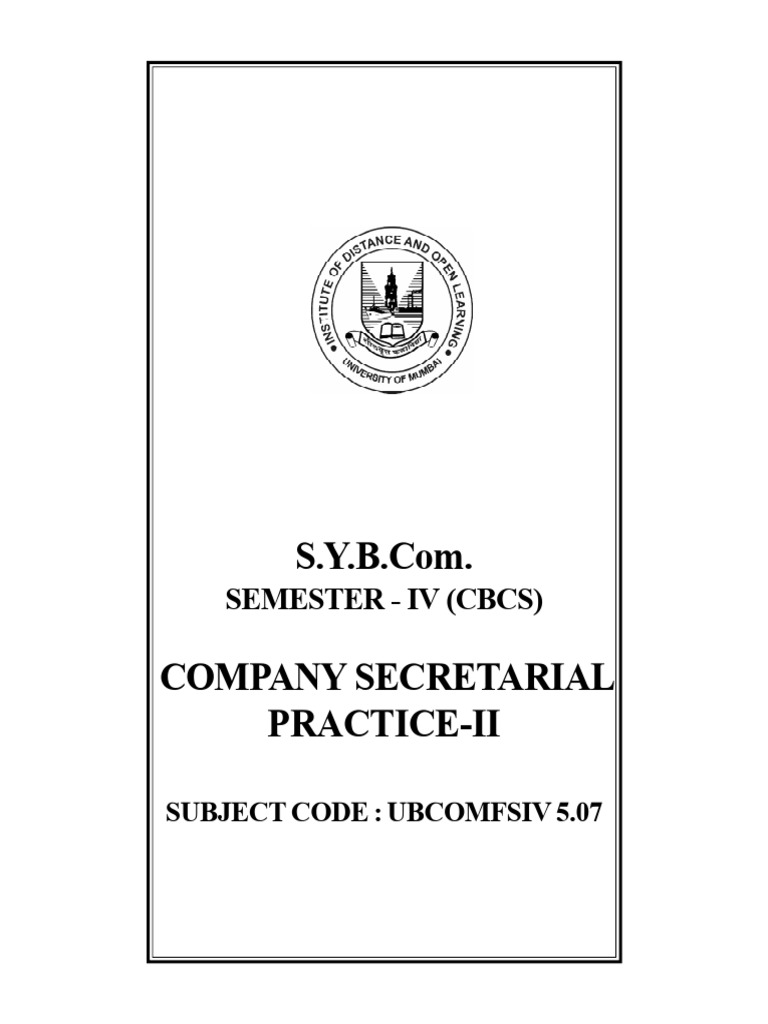 Company Secretarial Practices II | PDF | Board Of Directors | Legal ...
