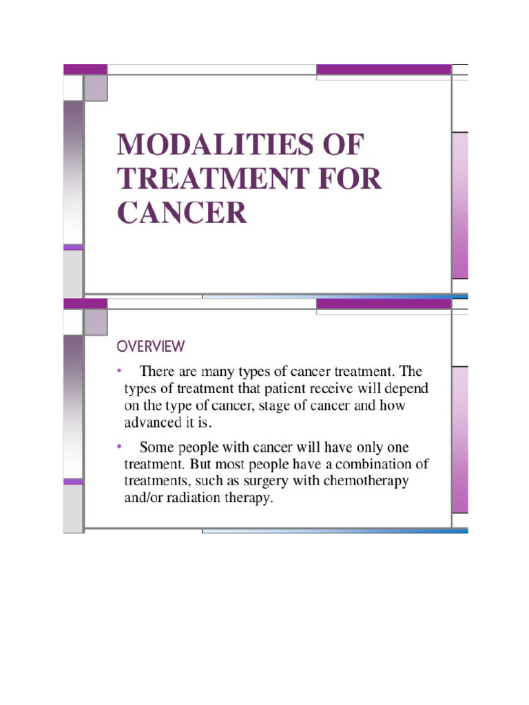 Modalities of Treatment For Cancer & Nurses Resp.. | PDF