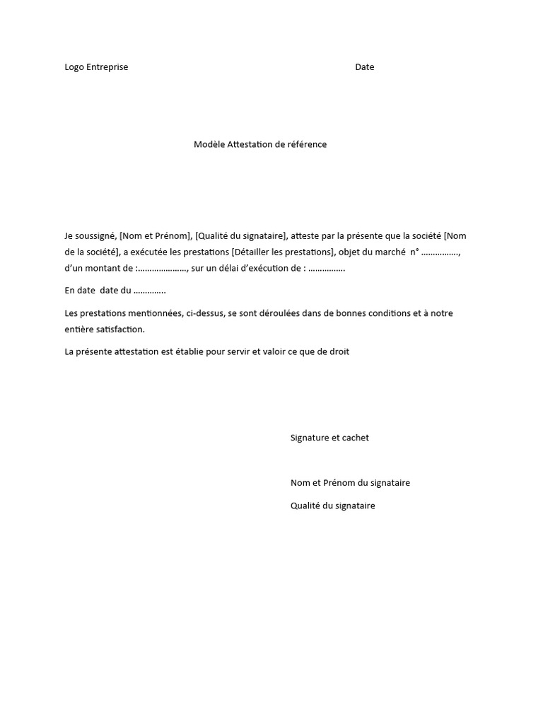 modèle attestation de reference_0 | PDF