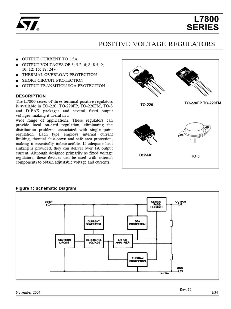 L7800 Series: Positive Voltage Regulators | PDF | Power Supply | Electrical Components