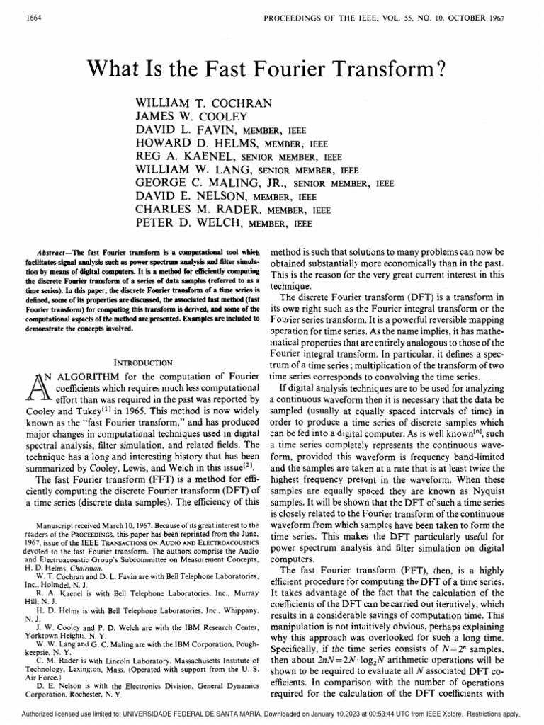What Is The Fast Fourier Transform Pdf Discrete Fourier Transform