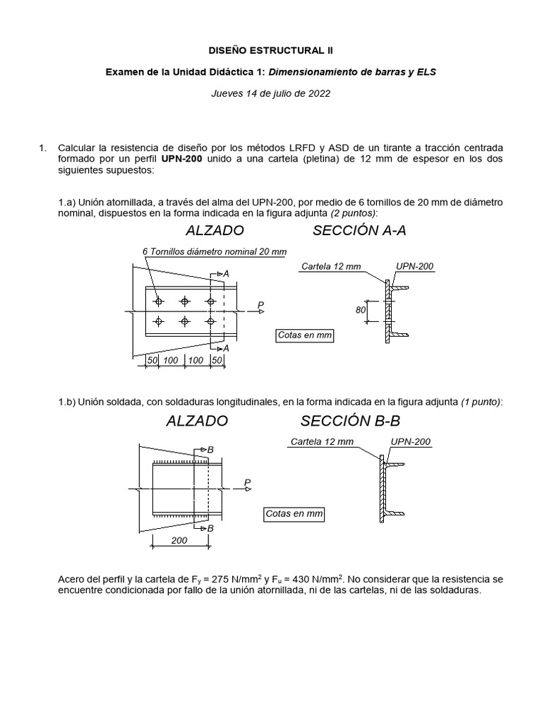 EXAMEN UD1 Resolucion | PDF | Pandeo | Tornillo