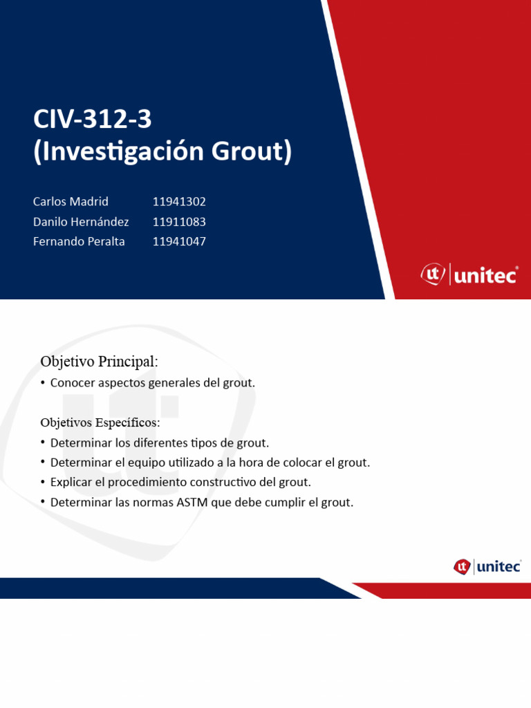 Presentación Grout | PDF | Hormigón | Cemento