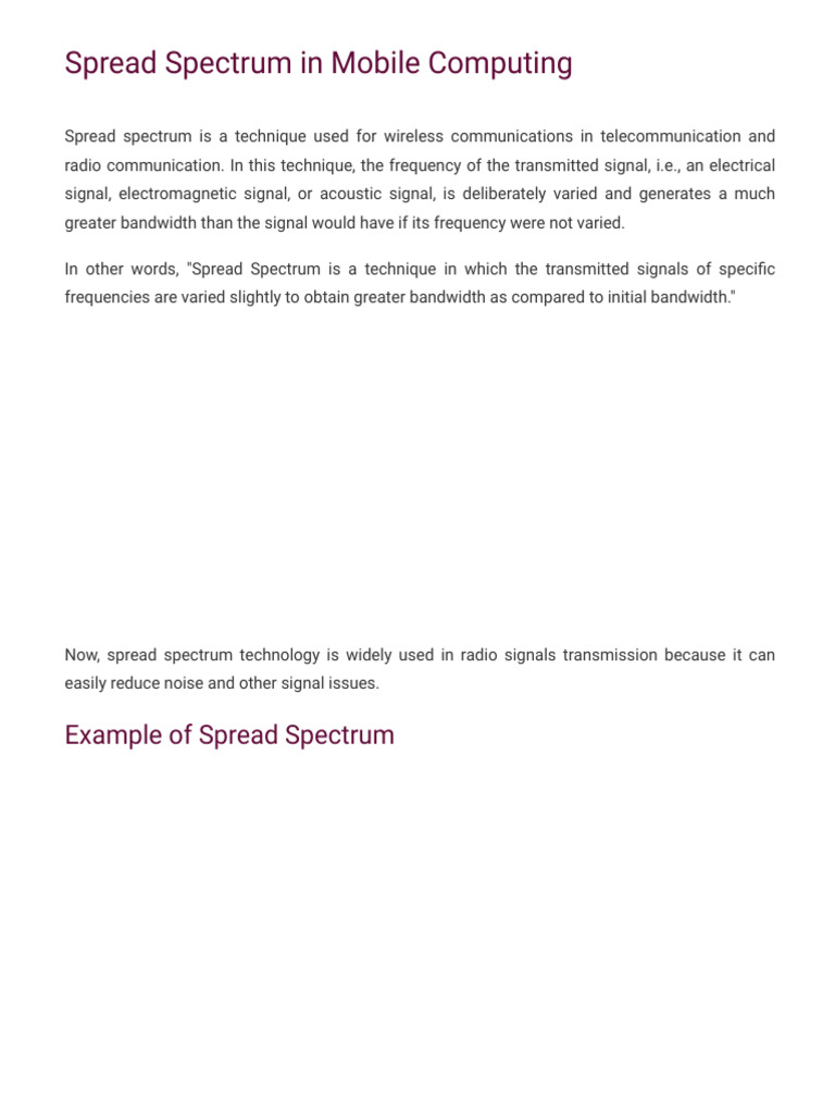 Spread Spectrum in Mobile Computing - Javatpoint | PDF | Radio | Radio ...