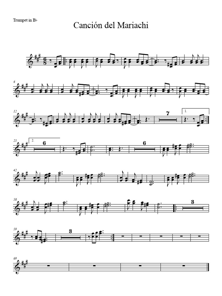 Canción Del Mariachi - Trumpet in BB | PDF