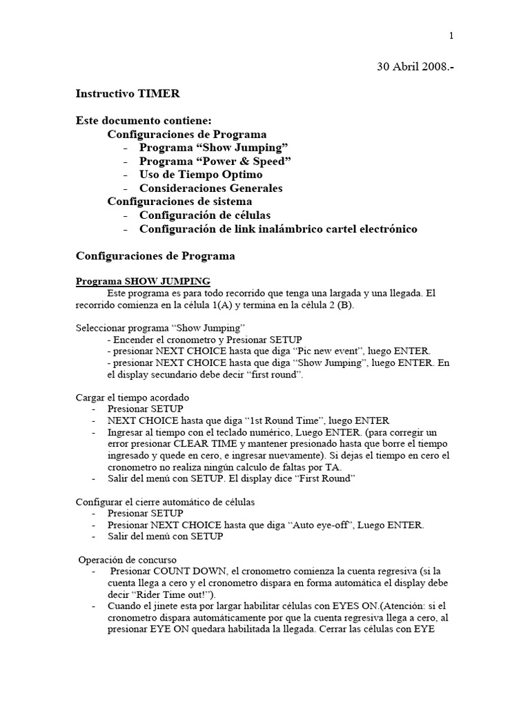Instructivo TIMER | PDF