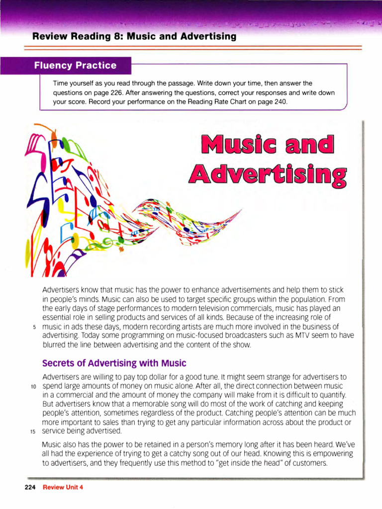Music and Ads - Active_Skills_for_Reading_4 | PDF