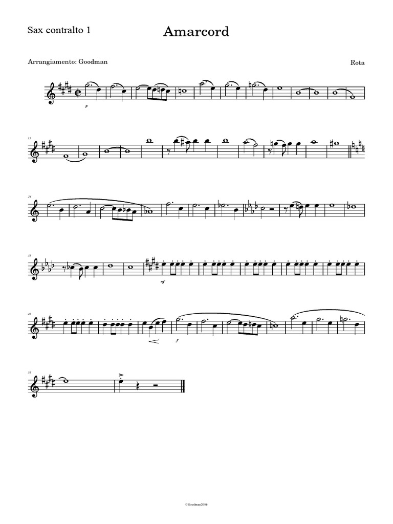 Amarcord Arrangement for Saxophones | PDF