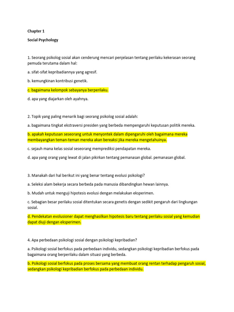 Review Questions - Chapter 1 Social Psychology | PDF