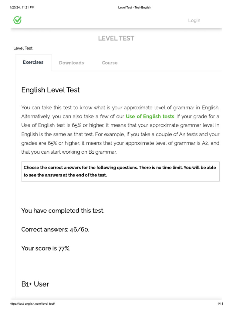 Level Test - Test-English | PDF