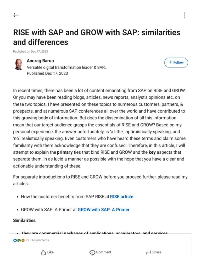 RISE With SAP and GROW With SAP - Similarities and Differences PDF | PDF | Cloud Computing ...