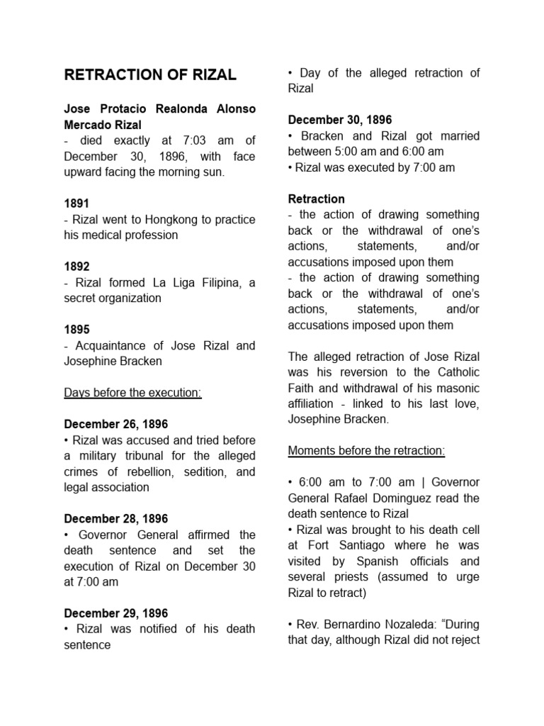 Retraction of Rizal | PDF