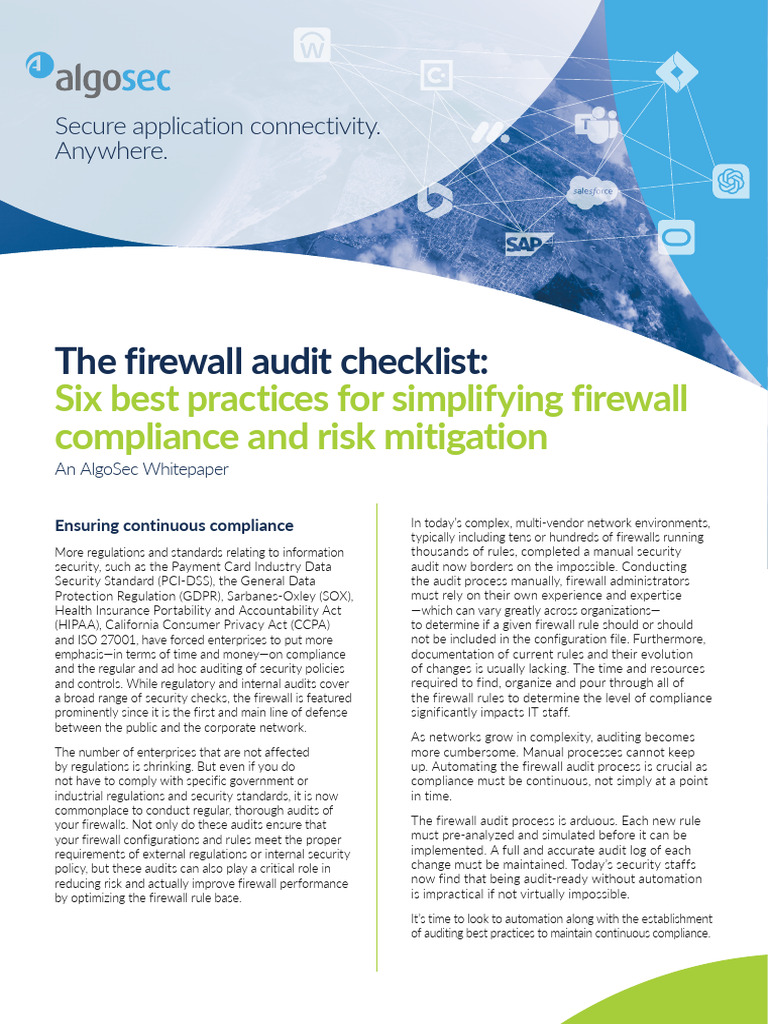 AlgoSec - Firewall-audit-checklist-WP | PDF | Audit | Security AlgoSec - Firewall-audit-checklist-WP | PDF | Audit | Security