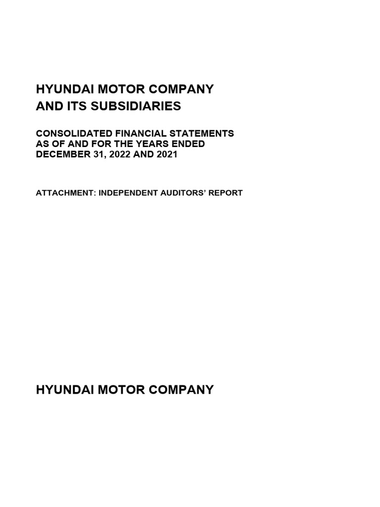 Hyundai Motor Company Annual 2022 Consolidated Final | PDF | Going ...