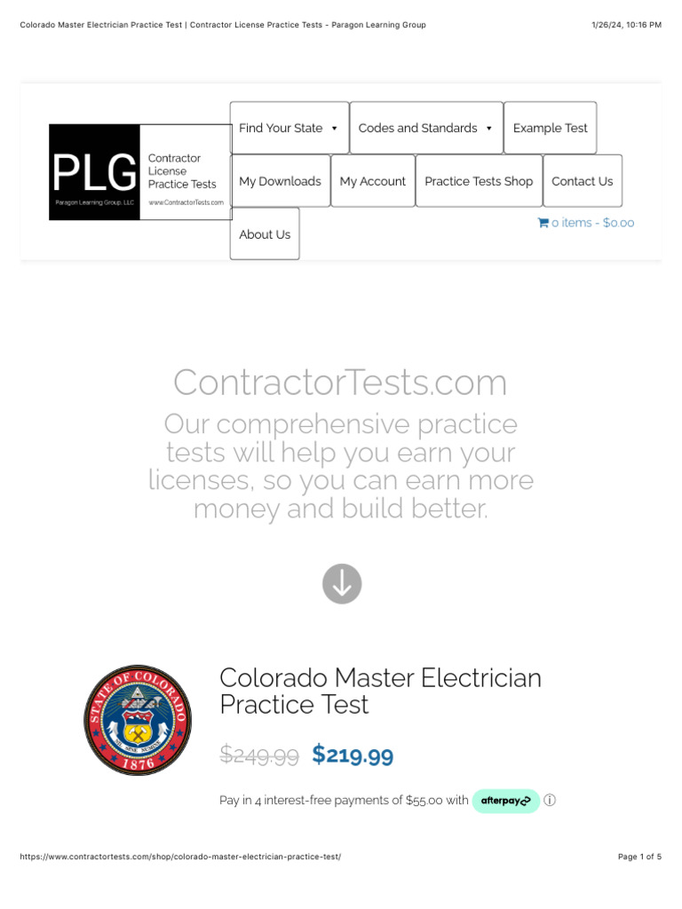 Colorado Master Electrician Practice Test | Contractor License Practice ...