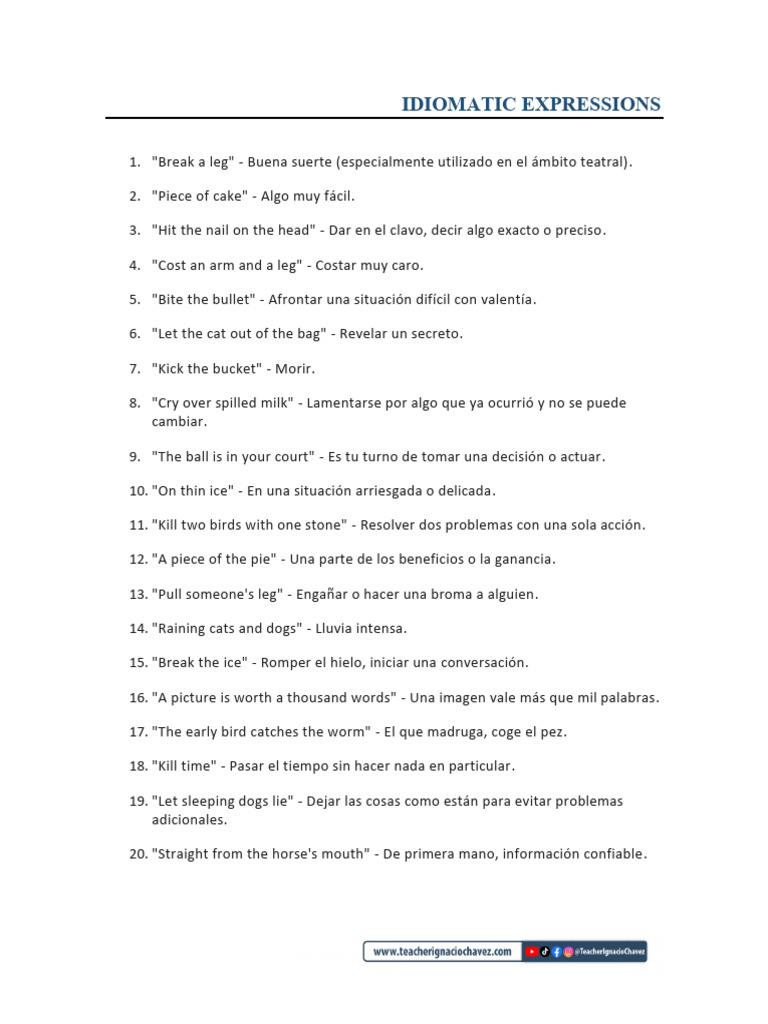 Idiomatic Expressions | PDF