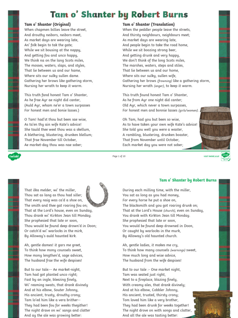 Cfe2 e 4665 Tam o Shanter Poem by Robert Burns With Translation | PDF