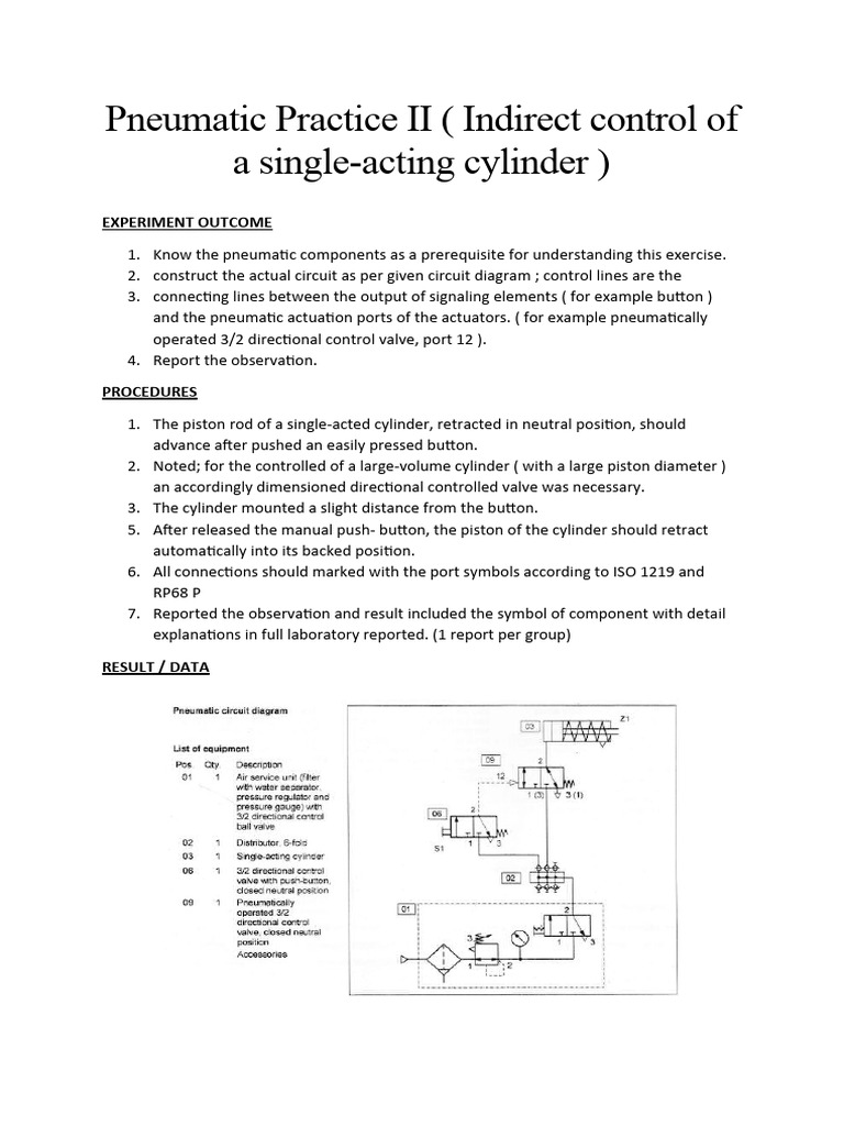 Pneumatic Practice Ii Pdf Valve Piston