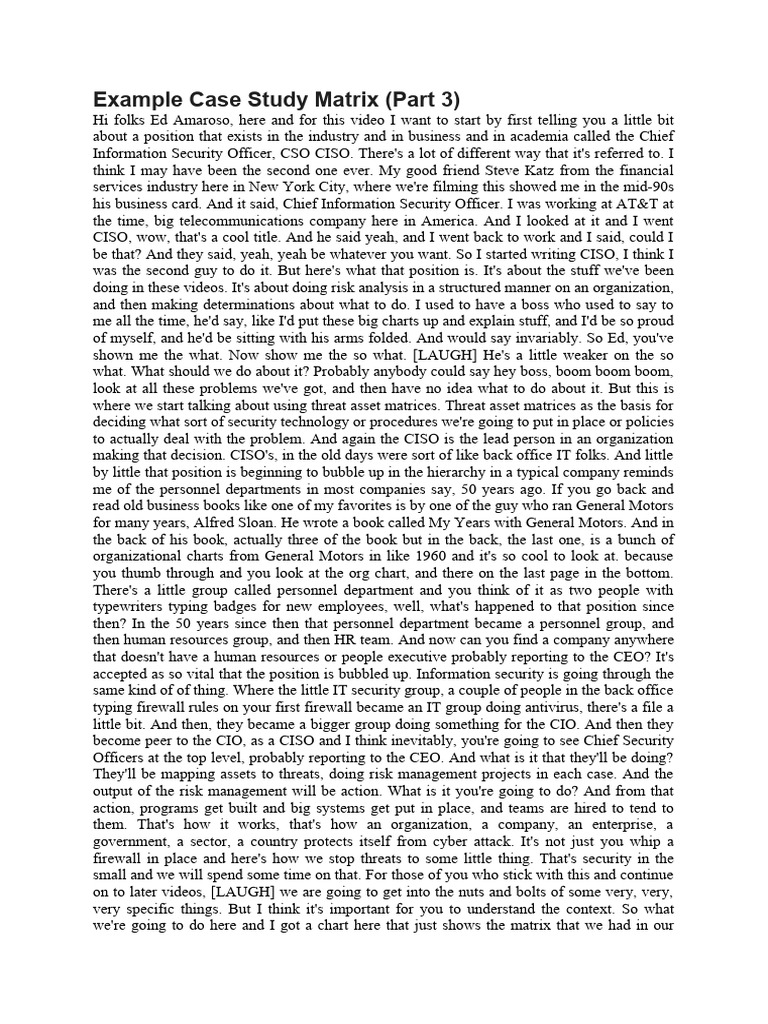 Example Case Study Matrix | PDF