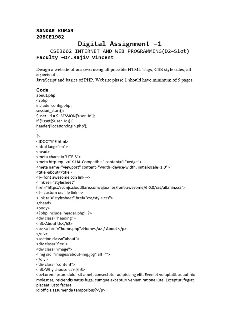 20bce1982 Sankar Kumar Iwp | PDF | Software Engineering | Information Technology