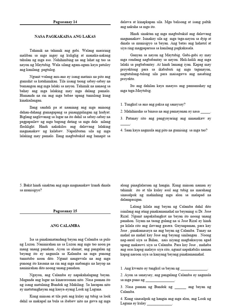 DRP FILIPINO TIPO E Pagsasanay 14 To 26 | PDF