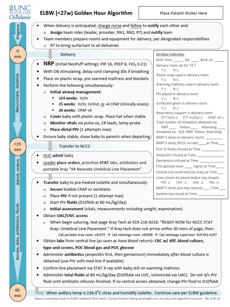 ELBW Golden Hour Protocol | PDF