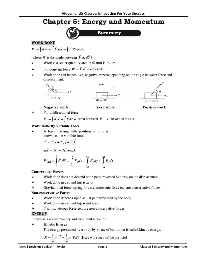 Physics Revision: Energy & Momentum Concepts | PDF | Potential Energy ...