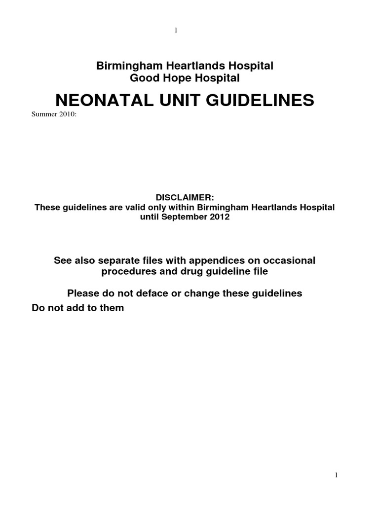 Neonatal Guidelines 2010 | PDF | Preterm Birth | Health Care