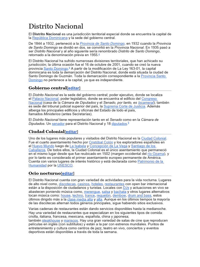 Información sobre el Distrito Nacional | PDF | Negocios | Viajes y turismo