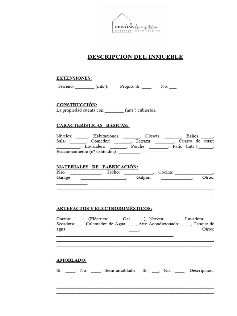 Descripción Del Inmueble Pdf