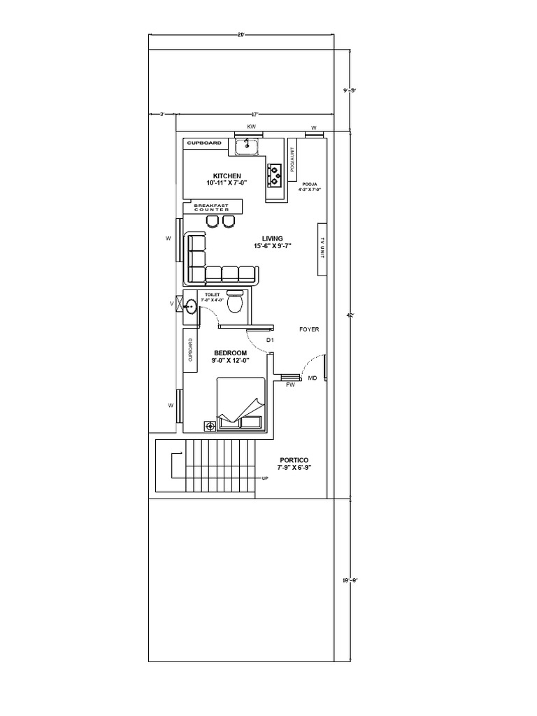 1 BHK House Plan | PDF