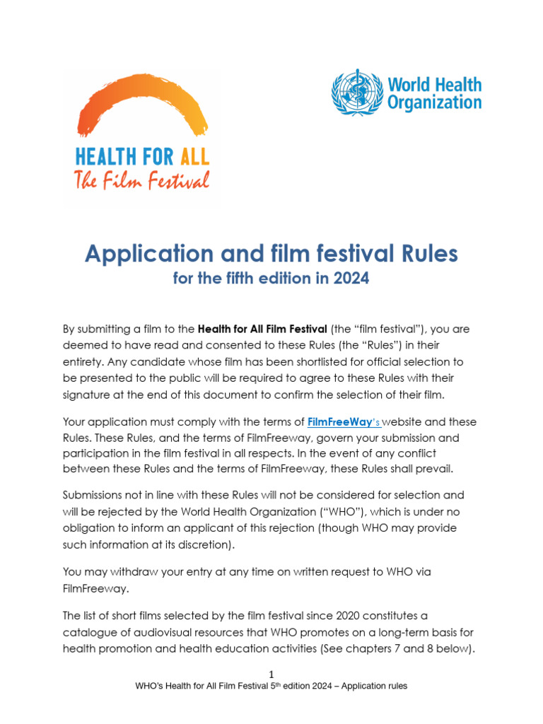 Who Film Festival Application Rules | PDF | World Health Organization ...