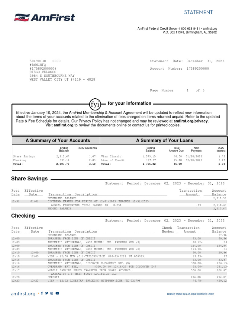 Statements 20231231 EST | PDF | Credit Card | Interest