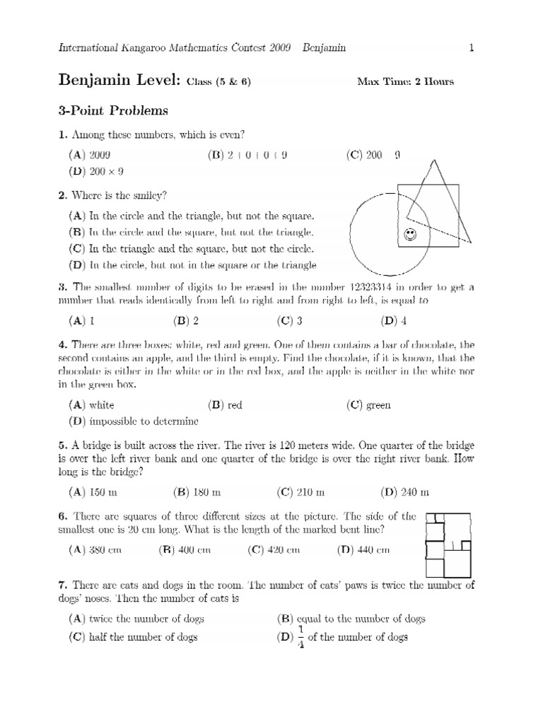 Kangaroo Math Benjamin-2009 gr 5-6 pk | PDF
