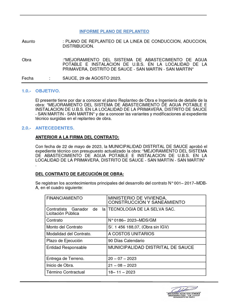 INFORME DE PLANOS DE REPLANTEO | PDF