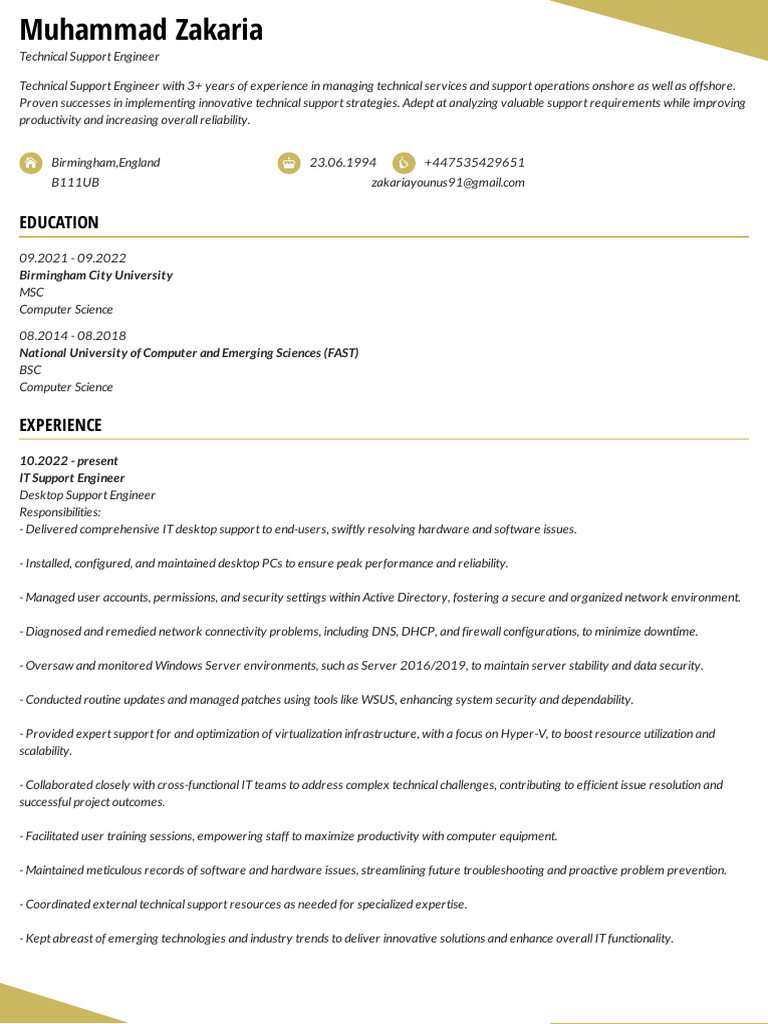 Muhammad Zakaria Resume | PDF