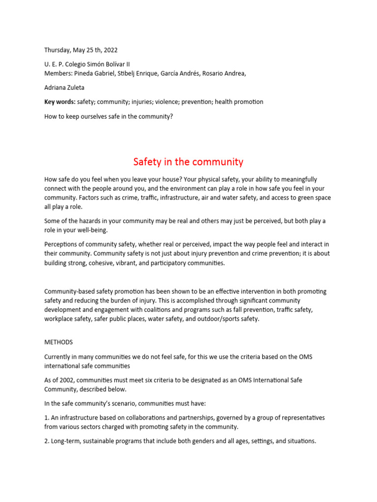 A Safe Community English | PDF | Violence | Safety