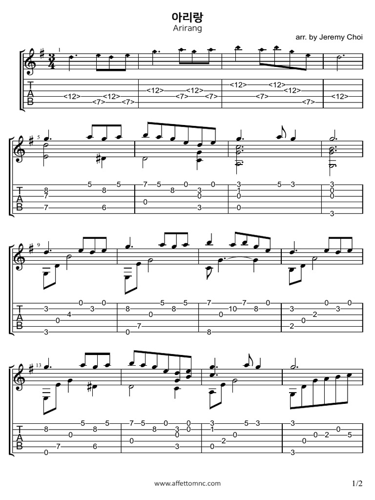 Arirang Guitar Chords Arrangement | PDF