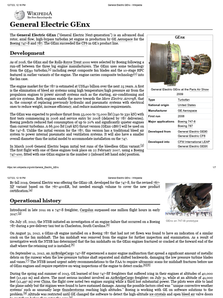 General Electric GEnx - Wikipedia | PDF | Machines | Propulsion
