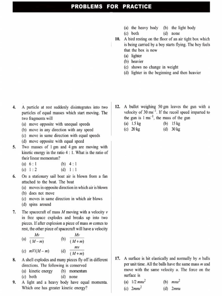 Momentum Practice Problems and Concepts | PDF | Momentum | Kinetic Energy