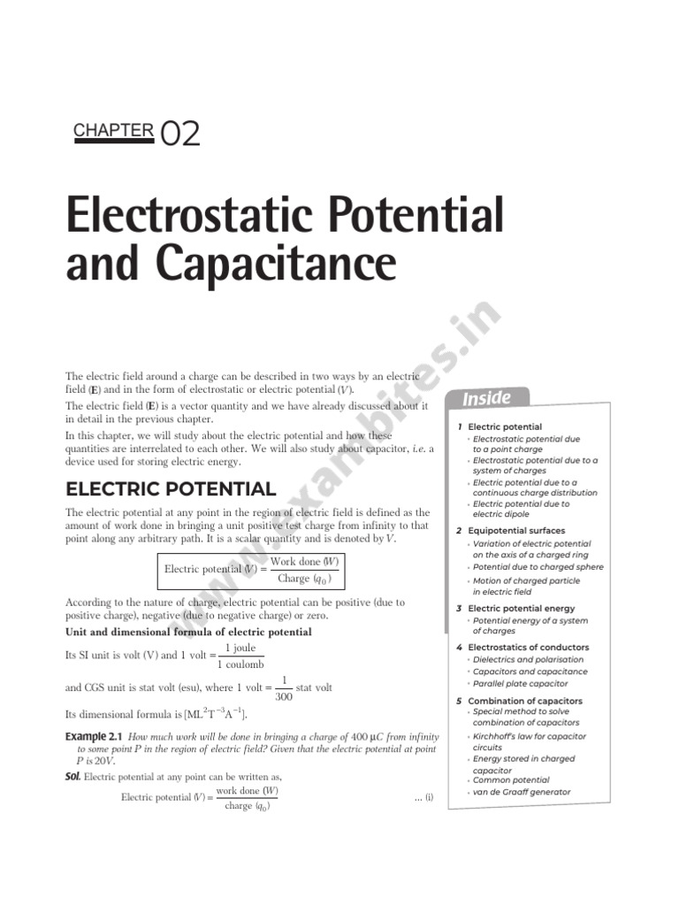 Electric Potential and Capacitance | PDF | Electricity | Capacitance