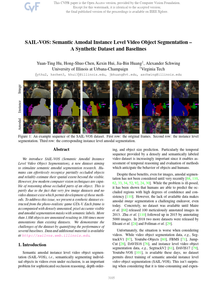 SAIL-VOS: Semantic Amodal Instance Level Video Object Segmentation - A Synthetic Dataset and ...