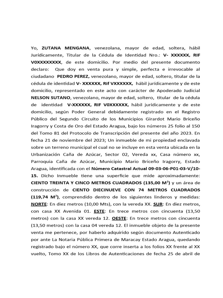 Compra Venta - Con Poder Notariado | PDF | Ciencias sociales | Derecho