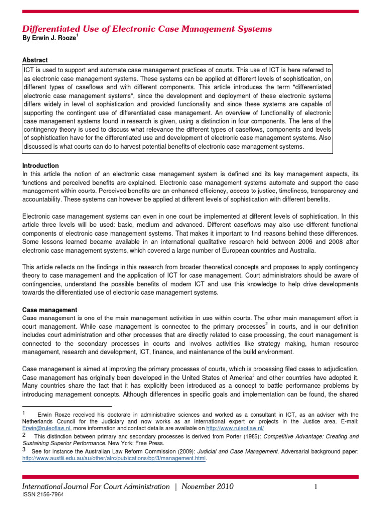 Differentiated Use of Electronic Case Management S | PDF | Automation | Justice